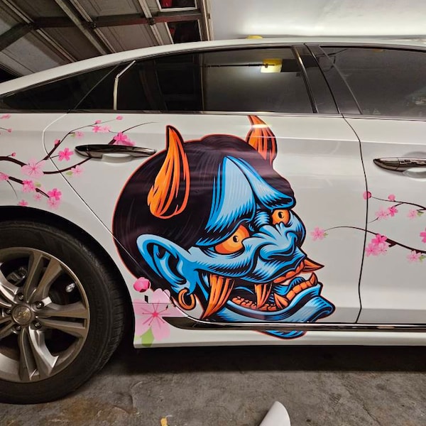 Sakura Cherry Blossom Car Livery, Japanese Oni Demon Car Wrap - Etsy