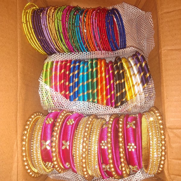 Multicolor Silk Thread Bangles for Wedding| Pooja Return Gifts ...