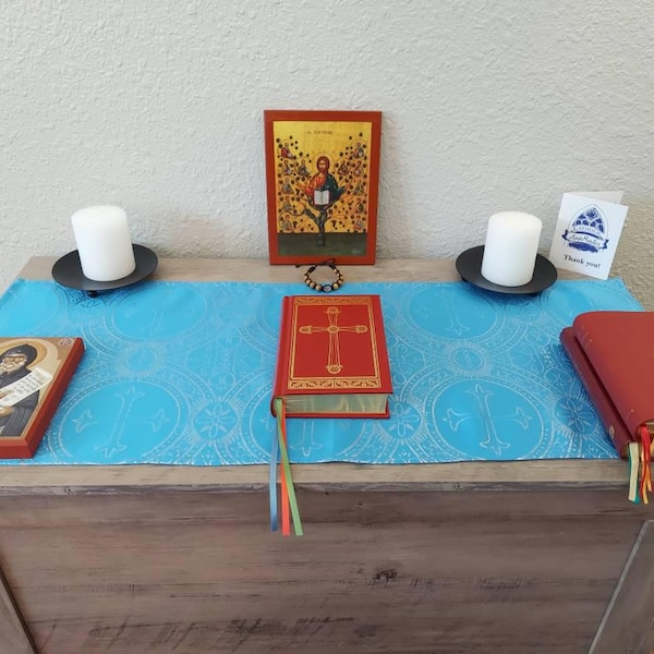 Home Altar Cloth Catholic Christian Green Metallic Gold Brocade ...