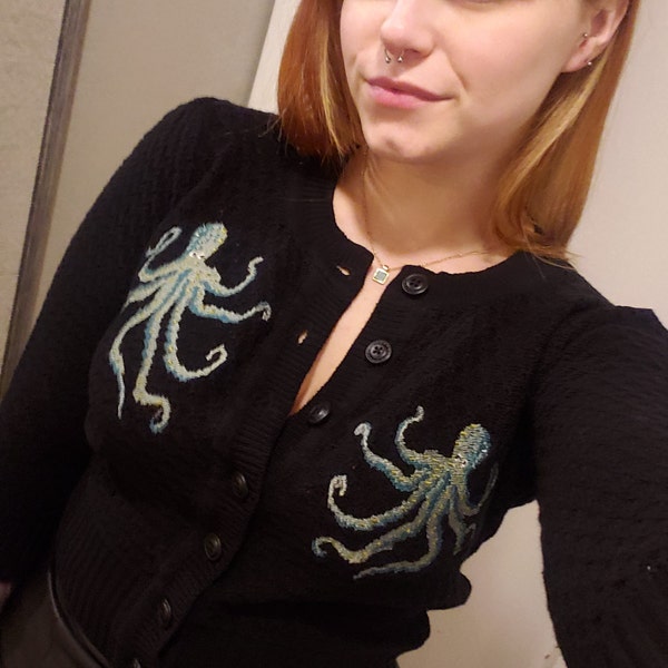 The Waltz of the Octopus Cropped Cardigan in Black Size S,M,L, XL, 2X ...