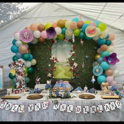 Alice in Wonderland Birthday Banner, Birthday Party Decor, Alice in ...