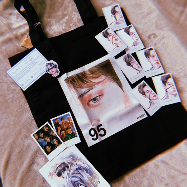 BTS Tote Bag, Canvas Bag, 100% Organic Cotton, Watercolor Art ...