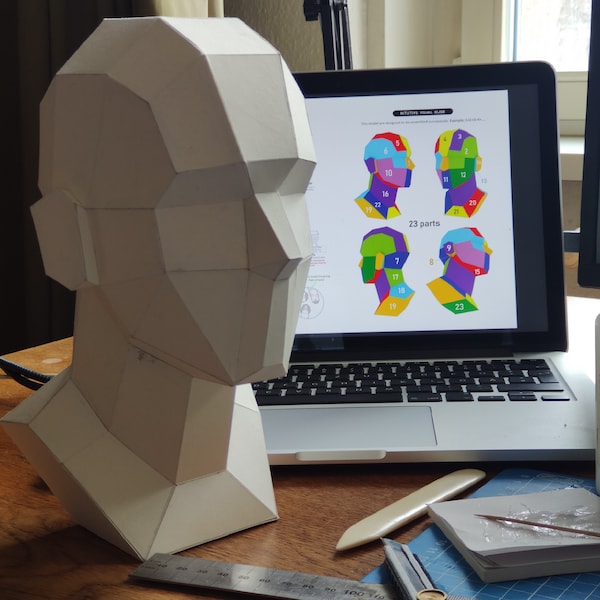 Female Head Planes, Head Sculpture, Paper Sculpture, Low Poly Sculpture ...