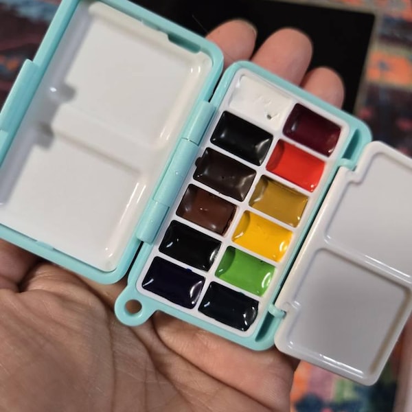Portable Watercolor Travel Palette | 12 Color Mini Palette With Holbein ...