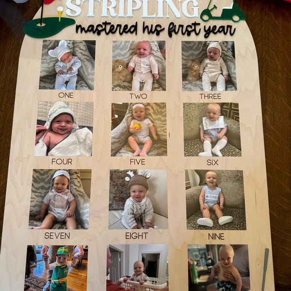 Golf Birthday Photo Board, Hole in One First Birthday, Mastered His ...