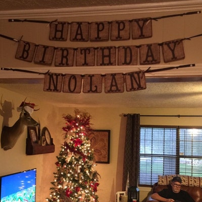 Burlap Happy Birthday Banner, Rustic Party Decor, First Birthday ...