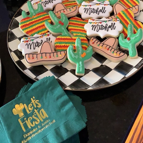 Fiesta Napkins for Wedding Personalized Cocktail Napkins Mexican Themed ...