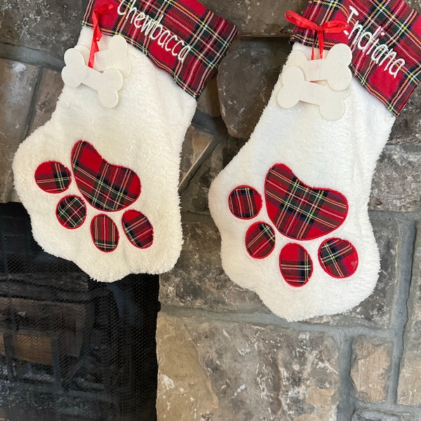 Personalized Dog Paw Christmas Stockings,name Embroidered Christmas ...