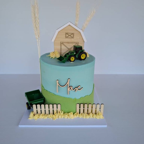 Barn Cake Topper, Farm Yard Theme Topper, 1st Birthday, Wooden Farmyard ...