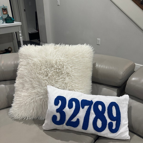Custom Zip Code Pillow, Embroidered Area Number Pillow, Personalized ...