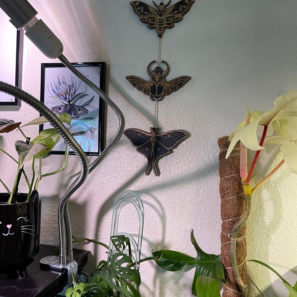Insect Garland Wood Wall Hanging Decor | Hawkmoth | Luna Moth | Winged ...