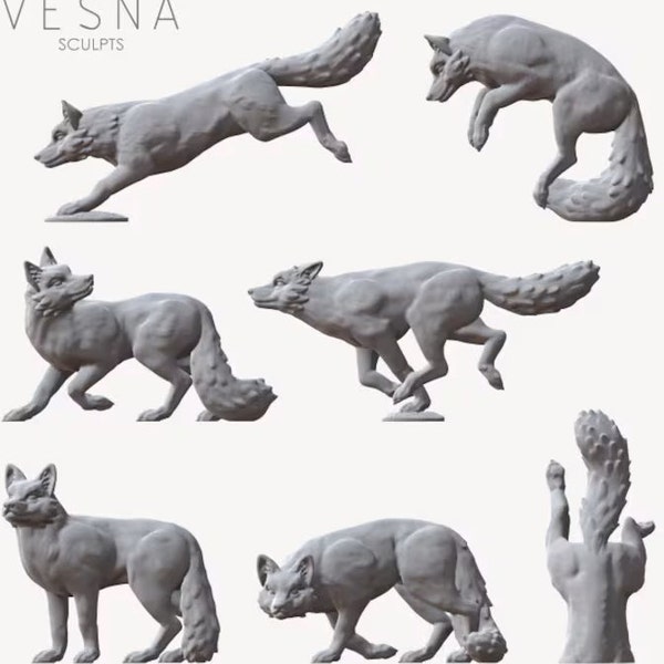 7pc Red Foxes Dnd Dungeons and Dragons 28mm/32mm Fox Miniature Scatter ...