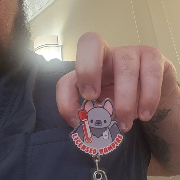 Licensed Vampire Acrylic ID Badge Reel for Phlebotomists, Phlebotomy ...