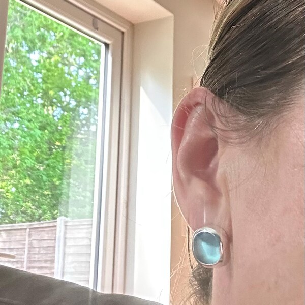 MANY COLOURS of Sea Glass Long Stem Dangle Earrings Rare Variety of Eye ...