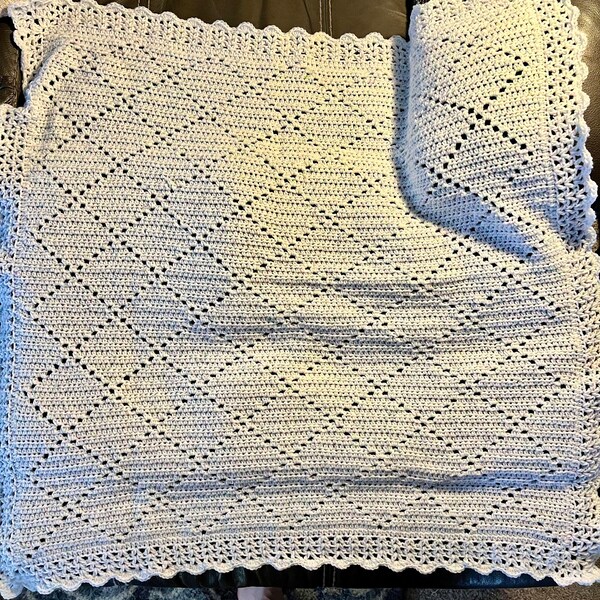 HDC Diamonds Blanket | Filet Crochet Blanket Pattern | Crochet Blanket ...