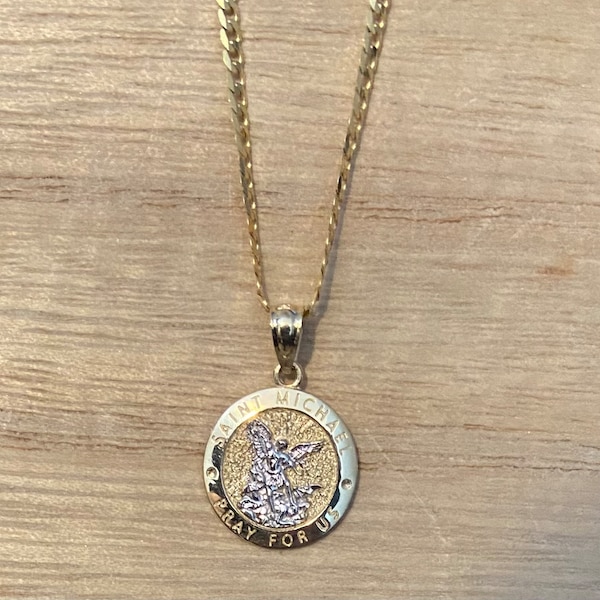 10k Solid Gold Saint Michael Pendant: Protection Jewelry Gift - Etsy