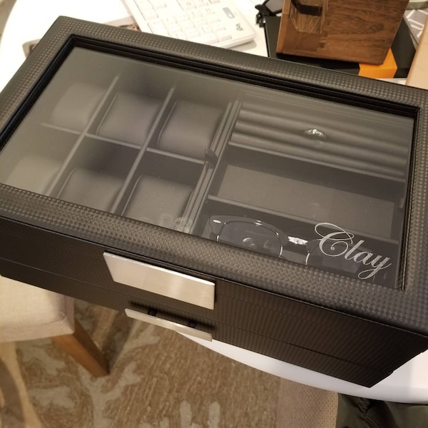 Personalized Valet/dresser Organizer With Drawer for Men, 12 Slot ...