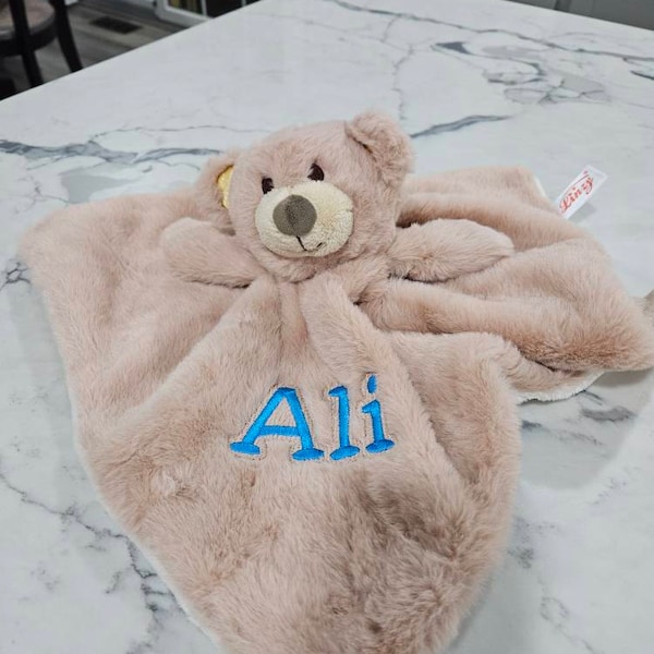 Custom Personalized Teddy Bear Lovie Lovey Security Blanket With Rattle ...