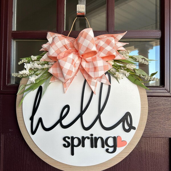 Hello Spring Door Hanger | Front Door Decor | Spring Door Sign | Spring ...