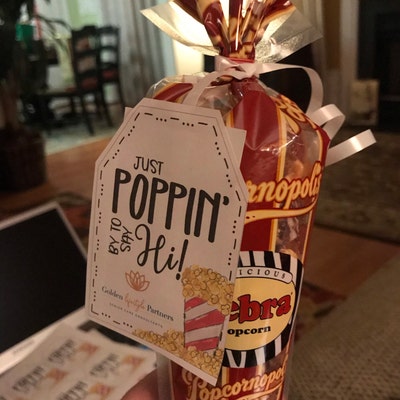 EDITABLE Just POPPIN by to Say Hi Popcorn Gift Tags Printable Digital ...