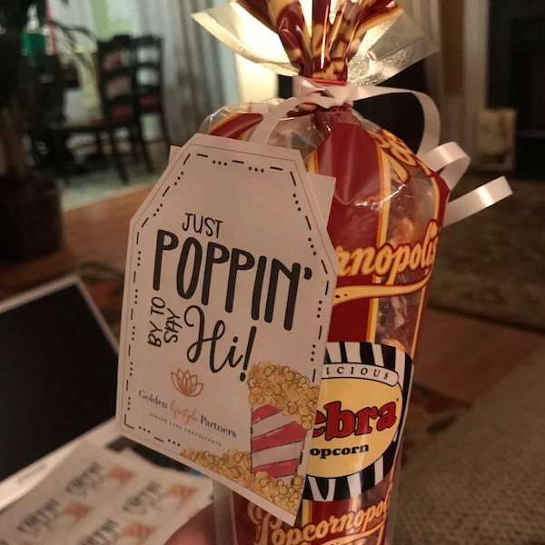 EDITABLE - Just POPPIN by to Say Hi - Popcorn Gift Tags - Printable ...