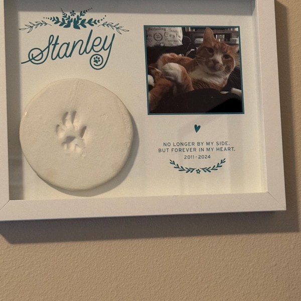 Pet Memorial Shadow Box: Custom Paw Print Holder for Clay or Ink Paw or ...