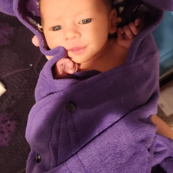 Newborn Baby Swaddle Blanket Black With Lilac Bat Blanket / Spooky Baby ...