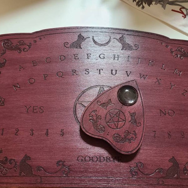 Red Wooden Ouija Board Adorned With Cats and Victorian Ornaments ...