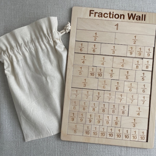 Wooden Fraction Tiles Set- 55 Pieces, Montessori Fraction Learning Tool ...