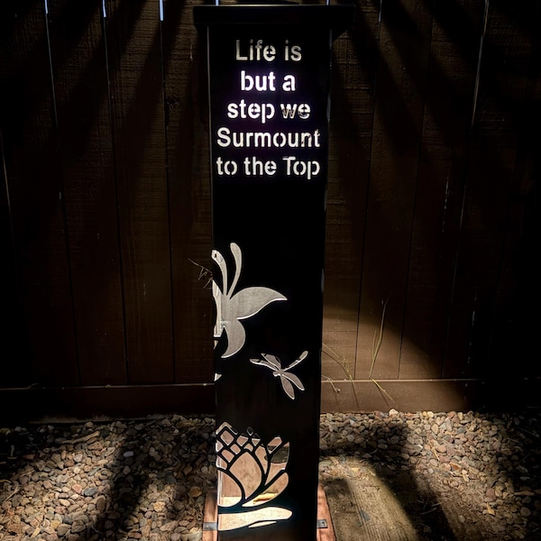 Custom Sized Garden Column W/solar Lighted Top -garden Pillar - Water ...