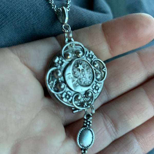 Photo Locket, Starry Sky Locket, Moon and Stars, Anniversary Gift, Gift ...