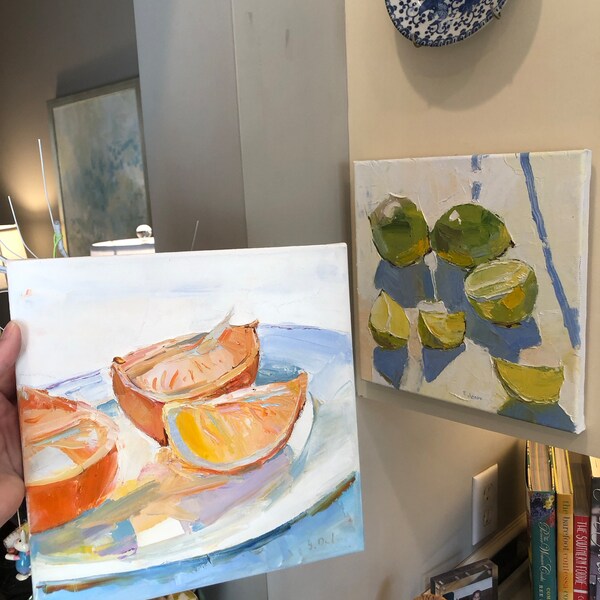 Mallows Flowers Blossoms Garden Original Oil Painting Oil on Canvas ...