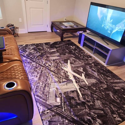 Blue and Gold Marble Texture Rug, Lxuury Home Decor, Modern Rug ...