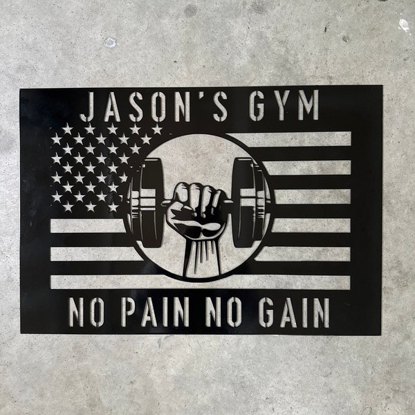 Gym Sign;metal American Flag Gym Sign; Personalized Home Gym Sign ...