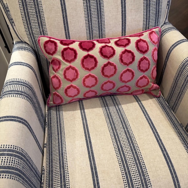 Manuel Canovas - Tiana - Rose / Orange - Glamorous Designer Cut Velvet Cushion Cover - Handmade ...