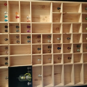 Large Wooden Trinket Display Shelf 51 Compartments Wall Hanging Unit ...