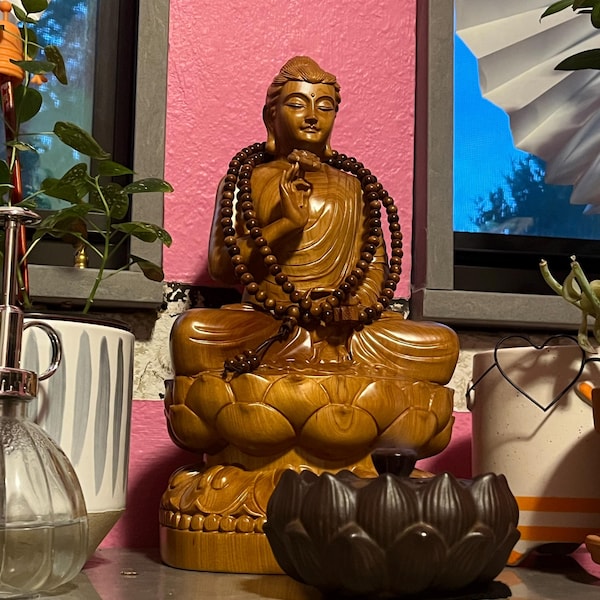 Happy Buddha Laughing Buddha Statue, Maitreya Buddha, Wooden Buddha ...