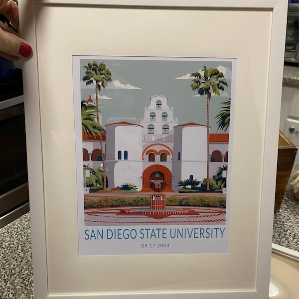 San Diego State University, SDSU School Poster, University Campus Wall ...
