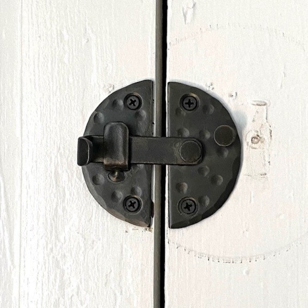 Wrought Iron 2.9" Round Cabinet Door Latch, Hand Forged Furniture ...