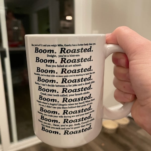 Boom Roasted the Office Coffee Mug | Funny Coffee Mugs | Michael Scott ...