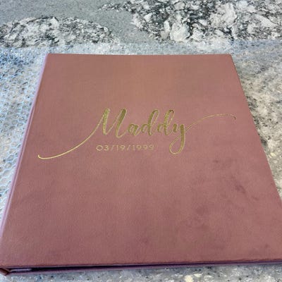 12x12 Velvet Scrapbook Album, Rustic Personalized Family Photo Album ...