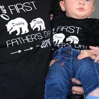 Our First Father's Day Daddy Baby Personalised T-shirt Baby Vest 1st ...