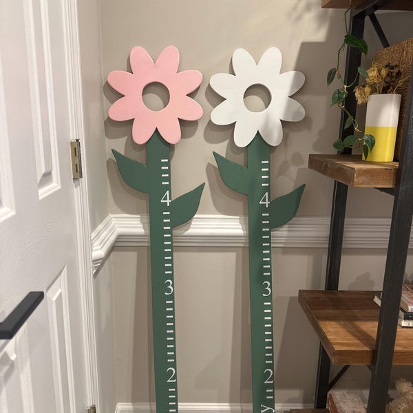 Flower Growth Chart for Kids - Boho Floral Height Ruler for Girls Room ...