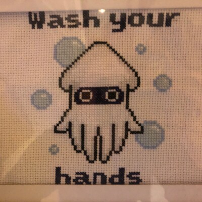 Blooper Wash Your Hands Mario Video Gamer Bathroom Cross Stitch Pattern ...