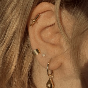 NEW 14K Solid Gold Vertical Helix Chain Piercing Unique Gold Barbell ...