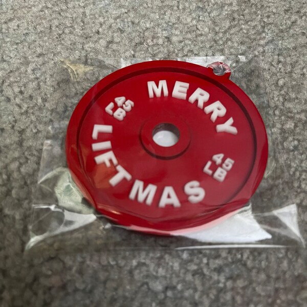 Red Merry Liftmas Weight Ornament Gym Gift Weightlifting Ornament ...