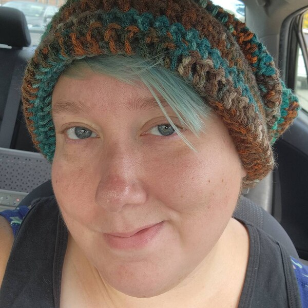 Foldable Brim Striped Droopy Eared Slouch Beanie CROCHET PATTERN Saggy ...