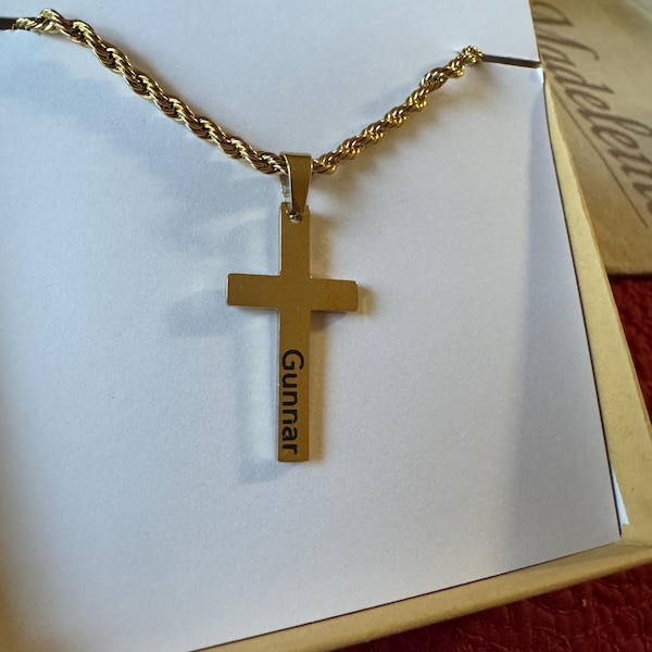 Personalized Cross Necklace for Boys • Custom Cross Necklace • Kids ...