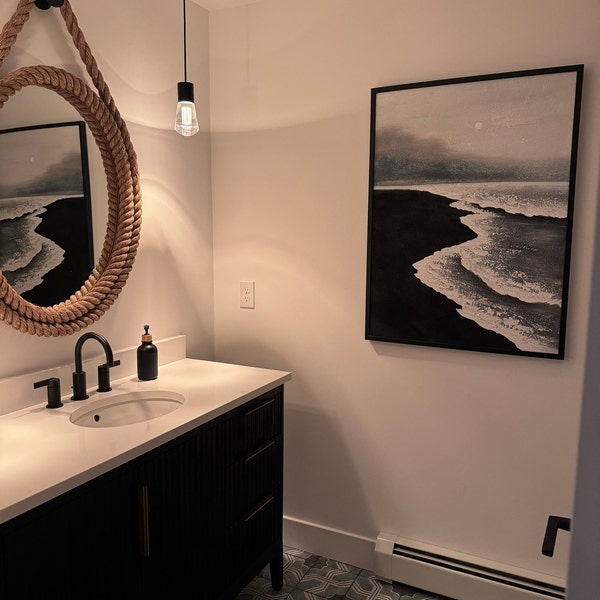 Vertical Beach Joys Art, Ocean Surfing Art, Hand Painted Extra Large ...