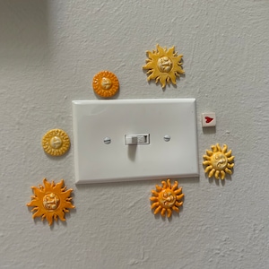 Ceramic Sun Face With Sun Rays, 11 Pcs, Bright Yellow, Whimsical Aztec ...